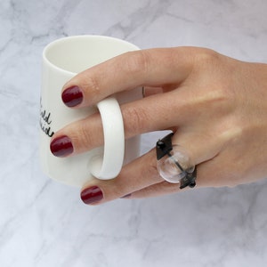 Blown Glass Ring, Black Ring, Glass Bubble Ring, Rubber Ring, Murano ...