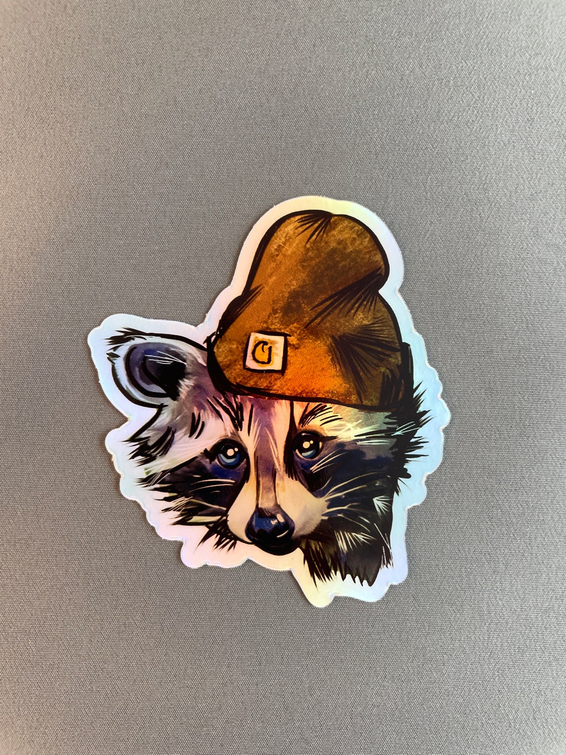 Raccoon Sticker Holographic and Fun for Water Bottles - Etsy