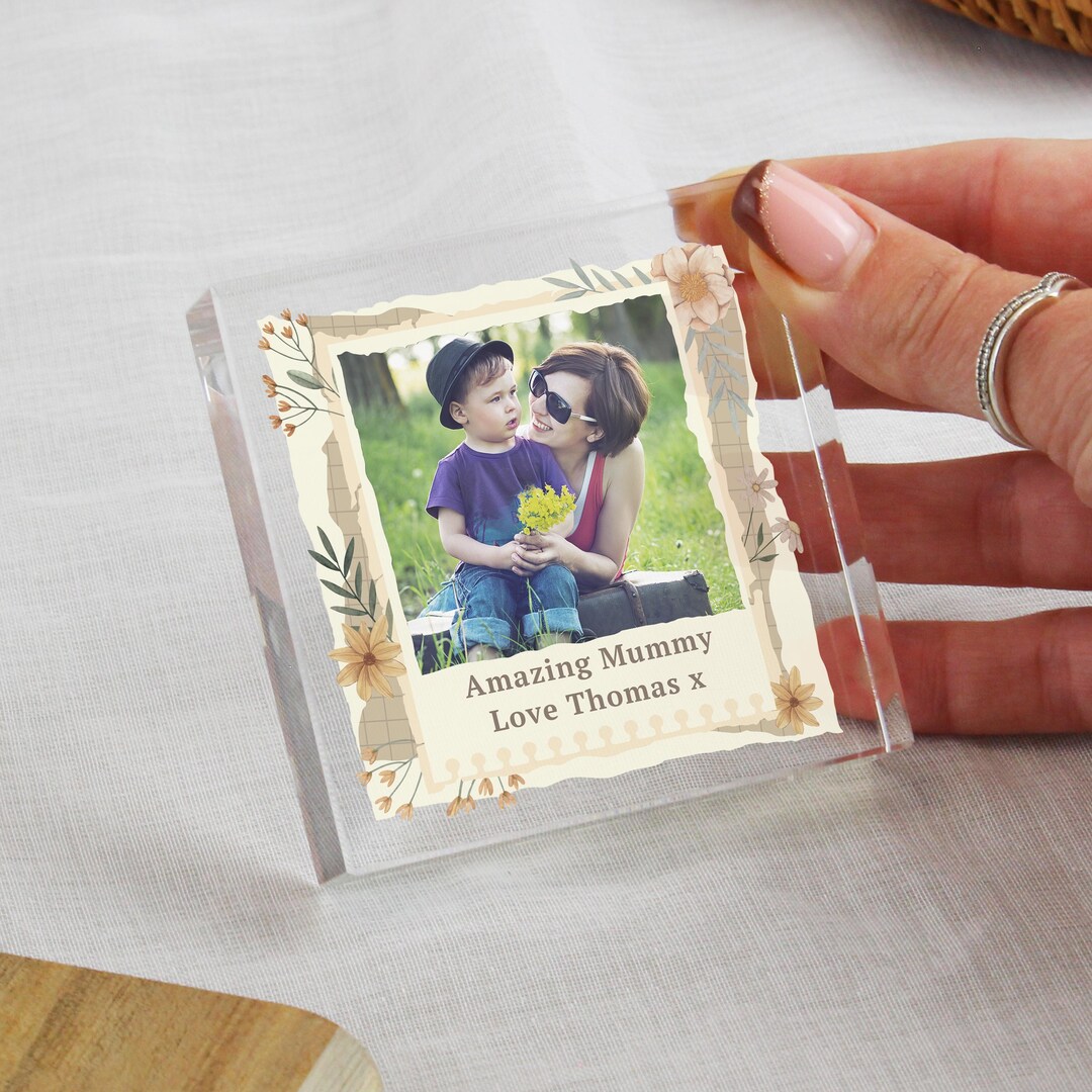 Personalised Wild Flowers Photo Upload Small Crystal Token / Mother's ...