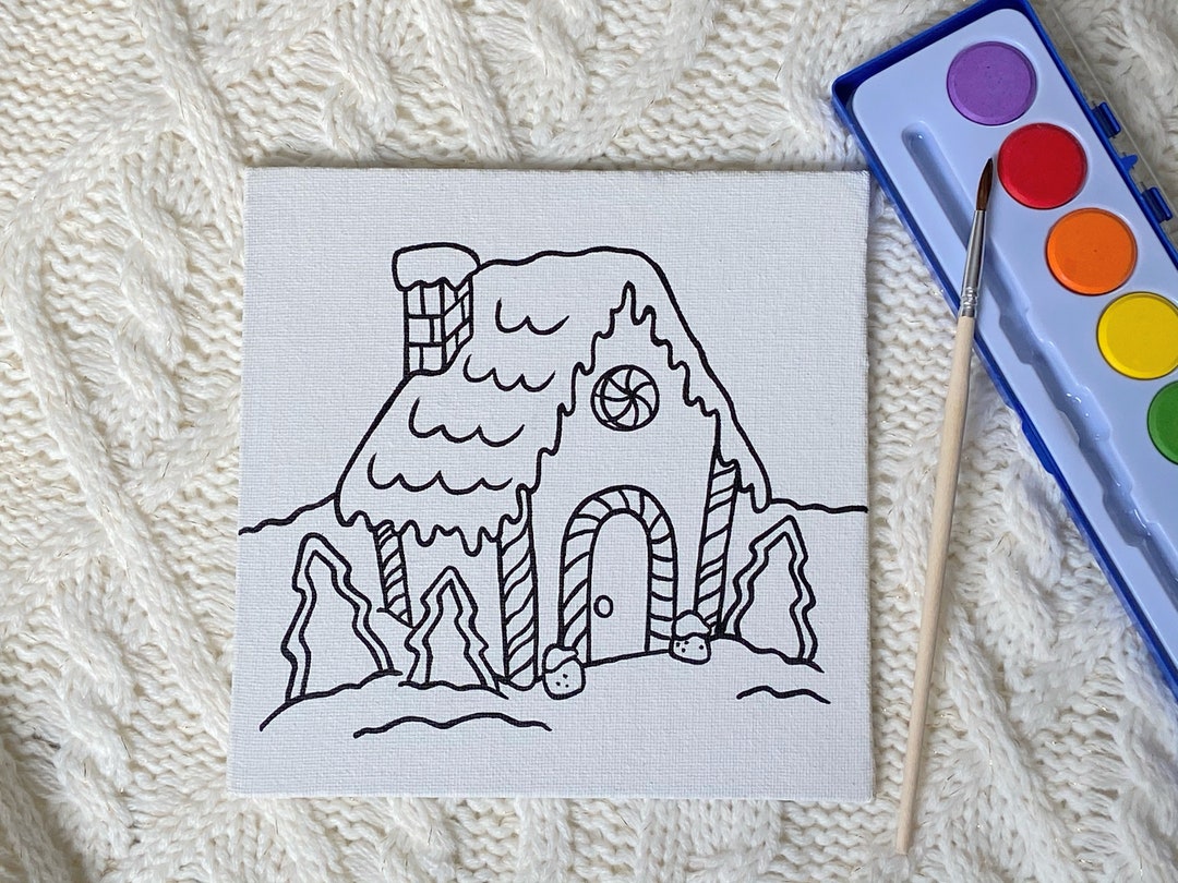 Gingerbread House Canvas to Paint - Adult Craft Kit - Christmas Canvas ...