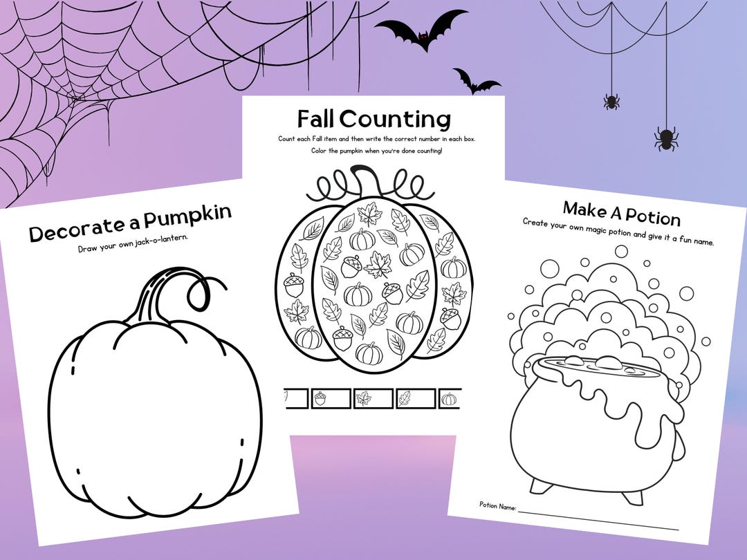 Kids Halloween Activity Bundle: Party Printables & Coloring Pages - Etsy