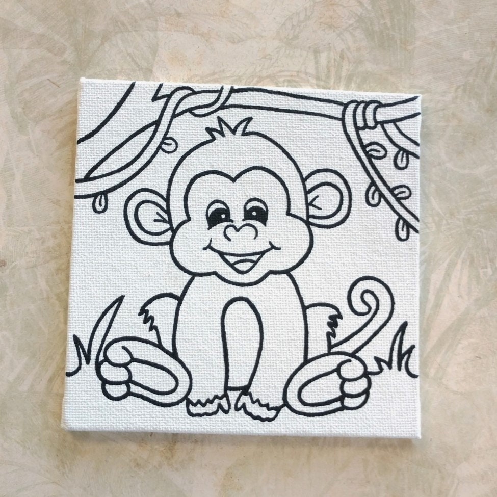 DIY Monkey Canvas Paint Set, Jungle Party - Kids Party Favors - Etsy