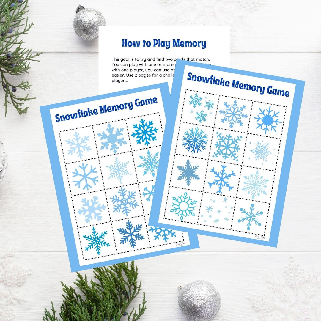 Kids Winter Snowflake Memory Game: Party Printables & Games - Etsy