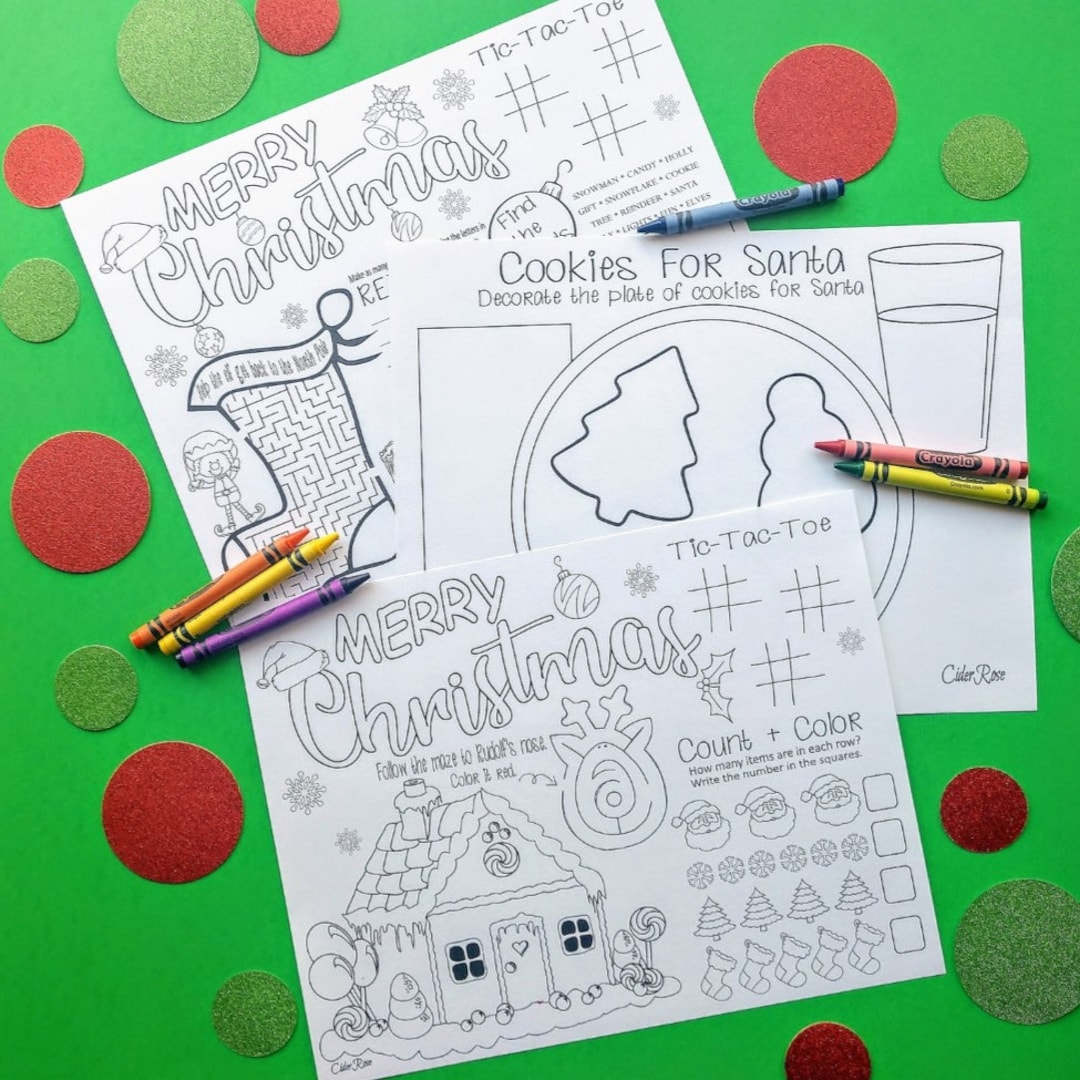 8.5 X 11 Christmas Printable Coloring Pages for Kids - Instant Download ...