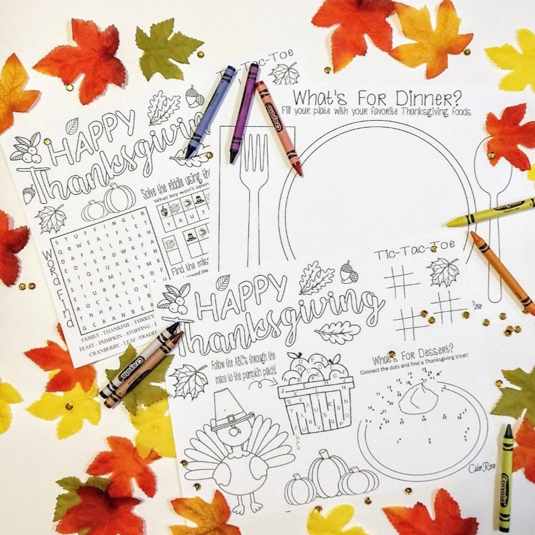 8.5 X 11 Printable Thanksgiving Placemat - Thanksgiving Favors for the ...