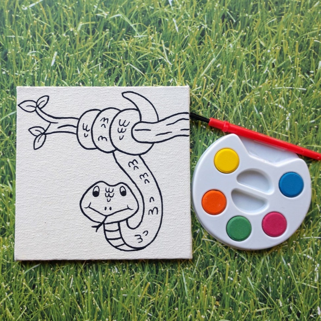 Snake Predrawn Canvas Set, Jungle Party, Kids Party Favors - Etsy