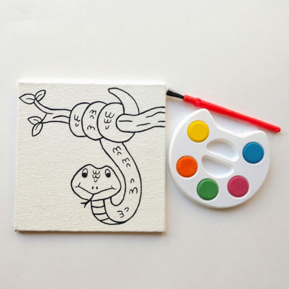 Snake Predrawn Canvas Set, Jungle Party, Kids Party Favors - Etsy