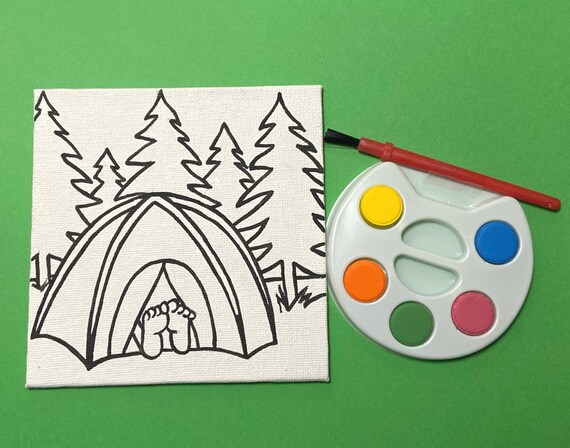Happy Camper Canvas to Paint Camping Activity Paint Kit Pre | Etsy