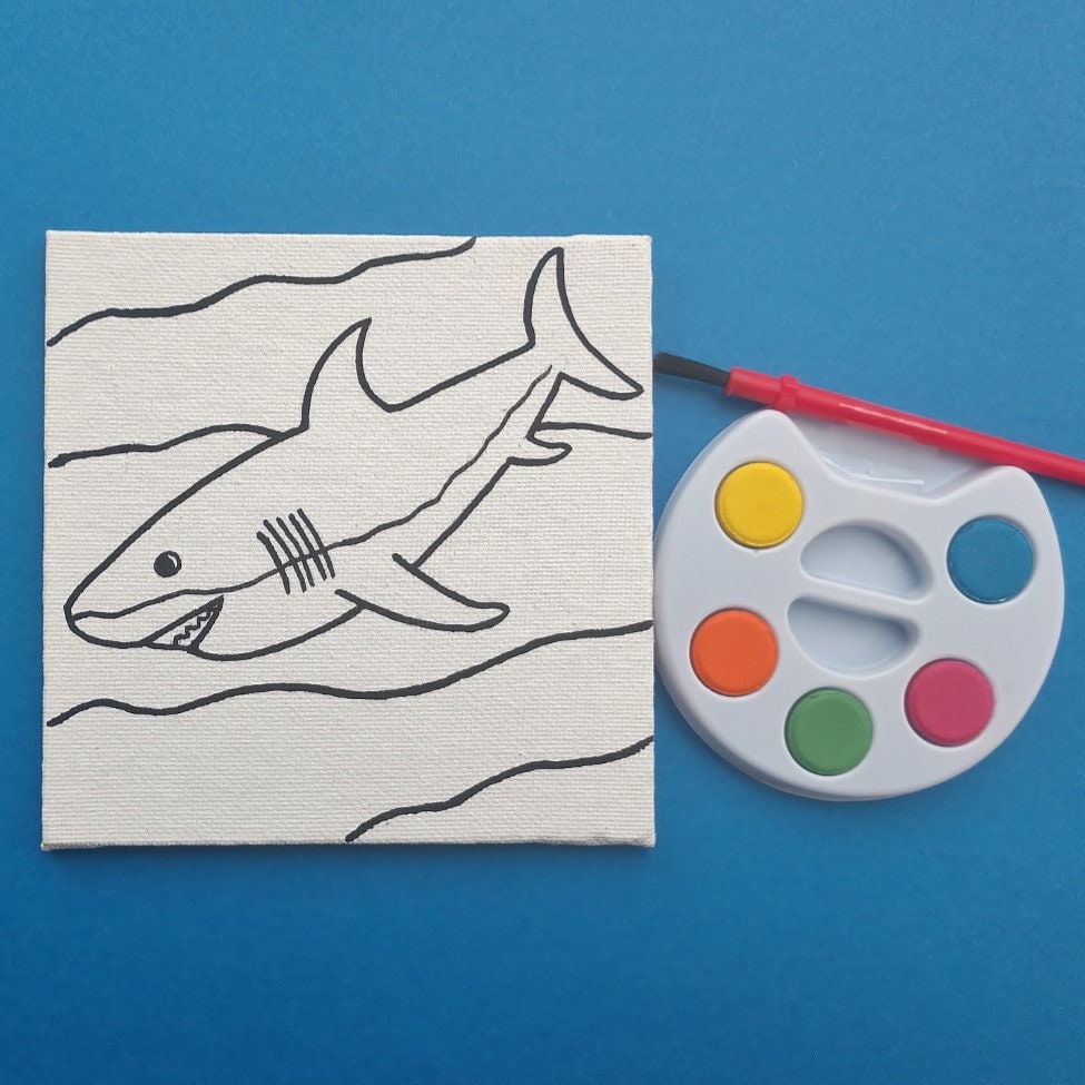 DIY Shark Canvas Paint Set - Shark Birthday Party - Shark Party - Etsy