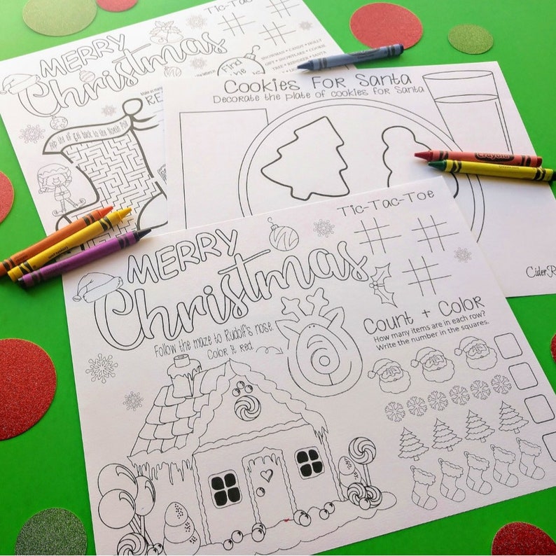 8.5 X 11 Christmas Printable Coloring Pages for Kids - Instant Download ...