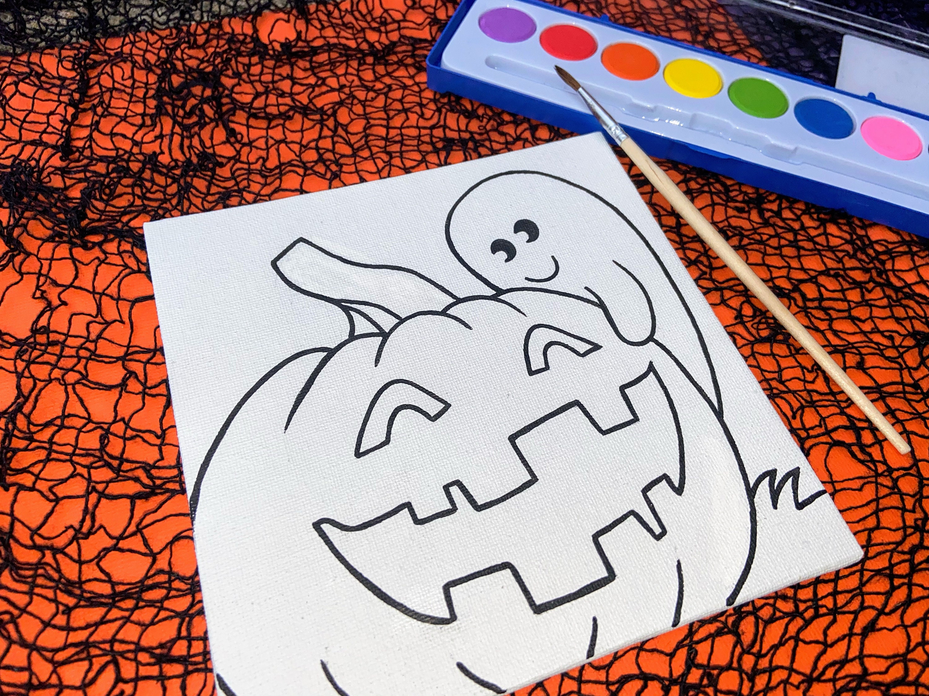 Halloween Pumpkin Paint Kit Cute Ghost Halloween Basket | Etsy