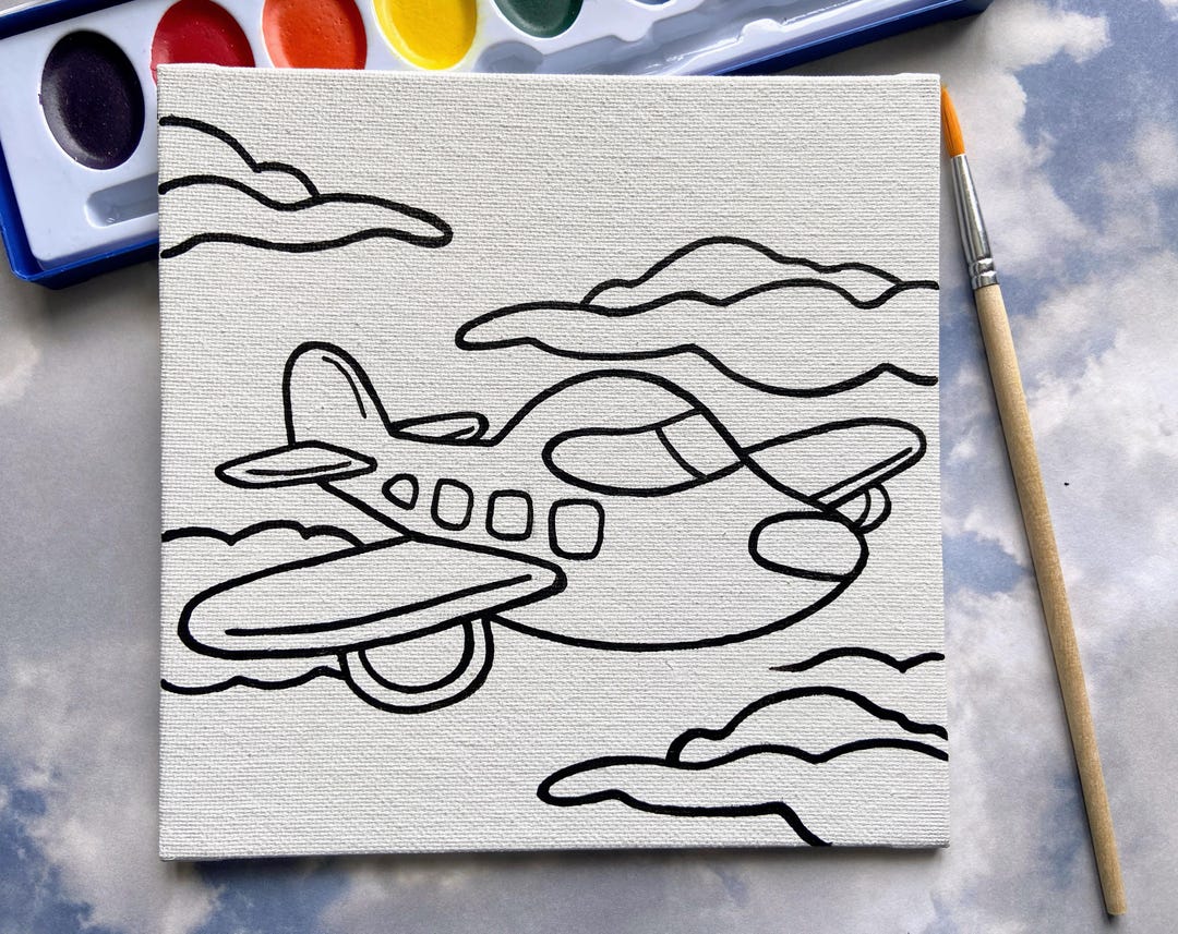 Hand-painted Airplane Canvas - Paint Your Own Airplane - Art Party ...