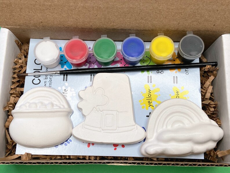 Paint Your Own Lucky Leprechaun Hat, Pot of Gold and Rainbow Magnets ...