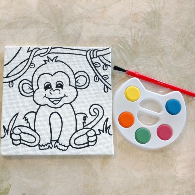 DIY Monkey Canvas Paint Set Jungle Party Kids Party Favors - Etsy