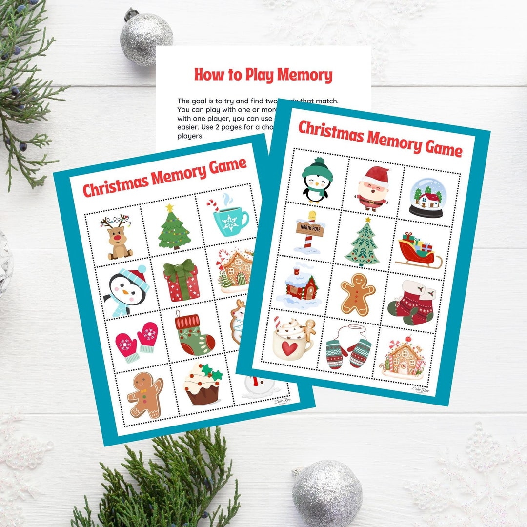 Kids Christmas Activity Memory Game: Party Printables & Games - Etsy