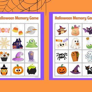 Halloween Coloring Printable Activity Pages and Memory Game - Etsy