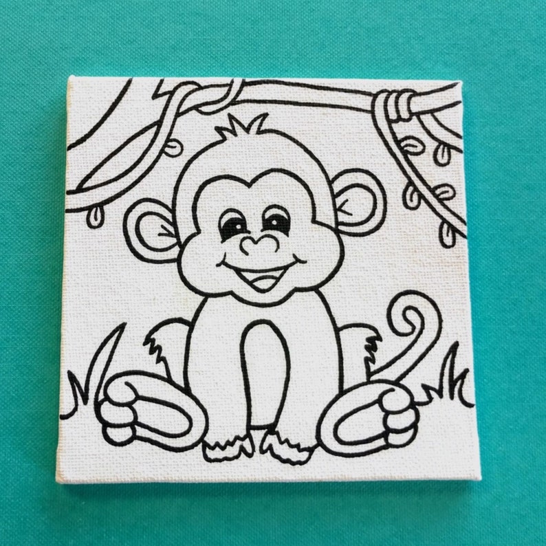 DIY Monkey Canvas Paint Set Jungle Party Kids Party Favors - Etsy