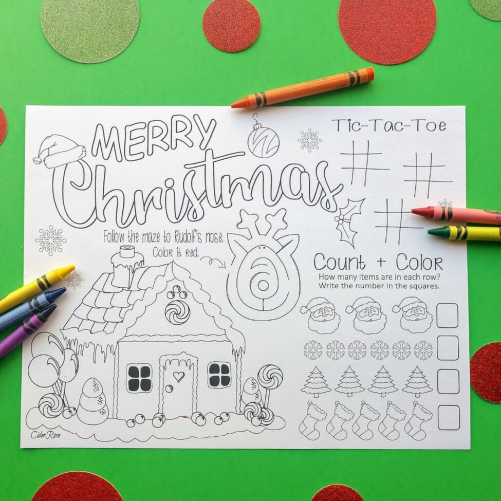 8.5 X 11 Christmas Printable Coloring Pages for Kids - Instant Download ...