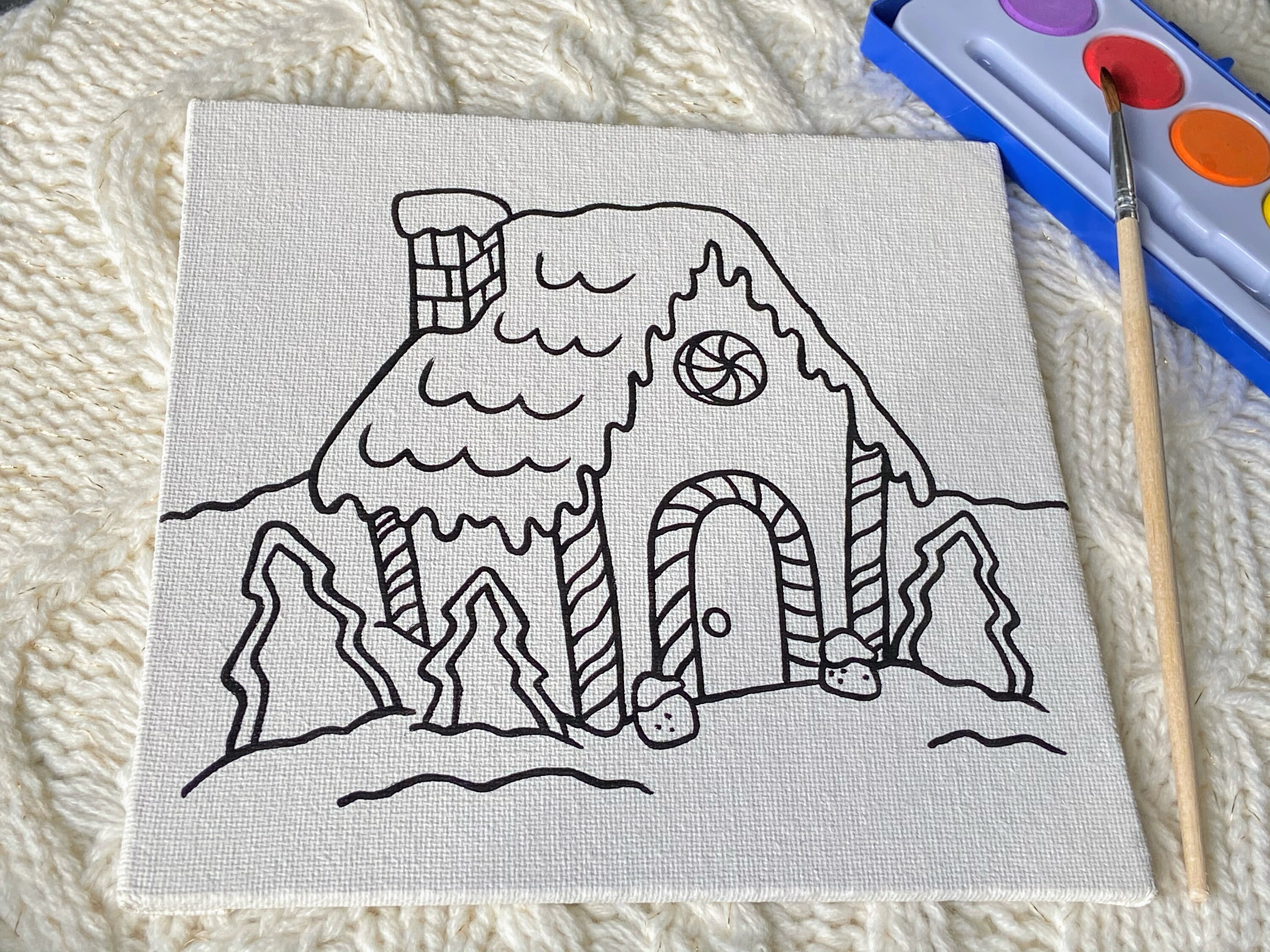 Gingerbread House Canvas to Paint - Adult Craft Kit - Christmas Canvas ...