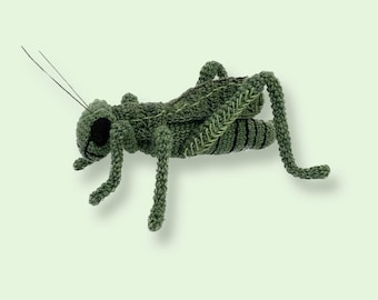 Grasshopper Crochet Pattern for Insect Brooch. Green Keychain, Badge ...