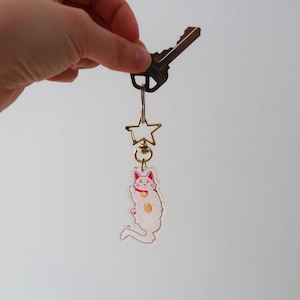 Lucky Cat Keychain, Kawaii Kitty Keychain, Good Luck Cat Acrylic ...