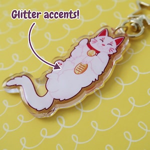 Lucky Cat Keychain, Kawaii Kitty Keychain, Good Luck Cat Acrylic ...