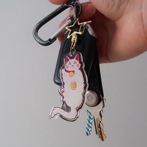 Lucky Cat Keychain, Kawaii Kitty Keychain, Good Luck Cat Acrylic ...