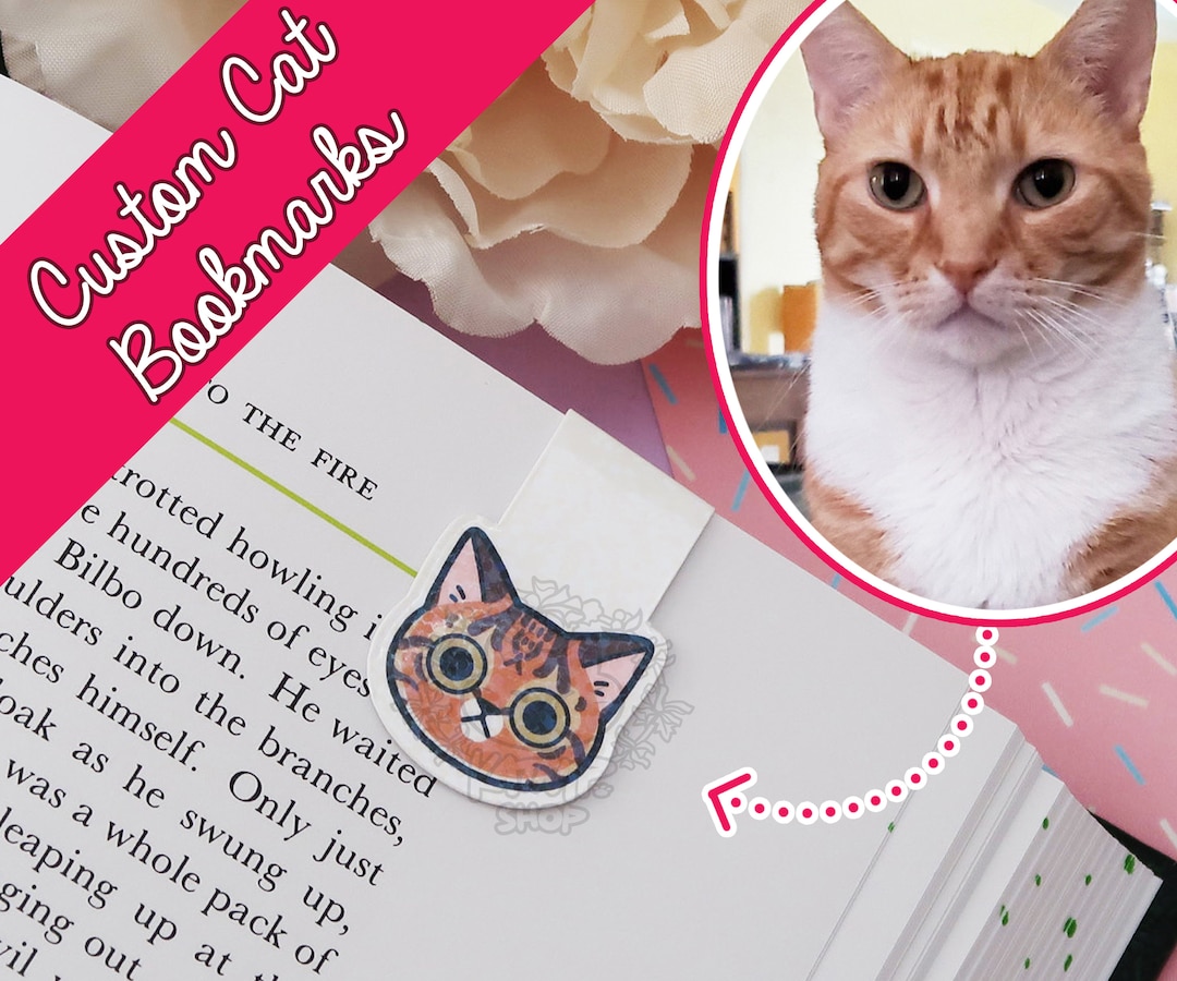 Custom Cat Bookmarks, Cute Magnetic Bookmarks, Tabby Bookmark, Custom ...