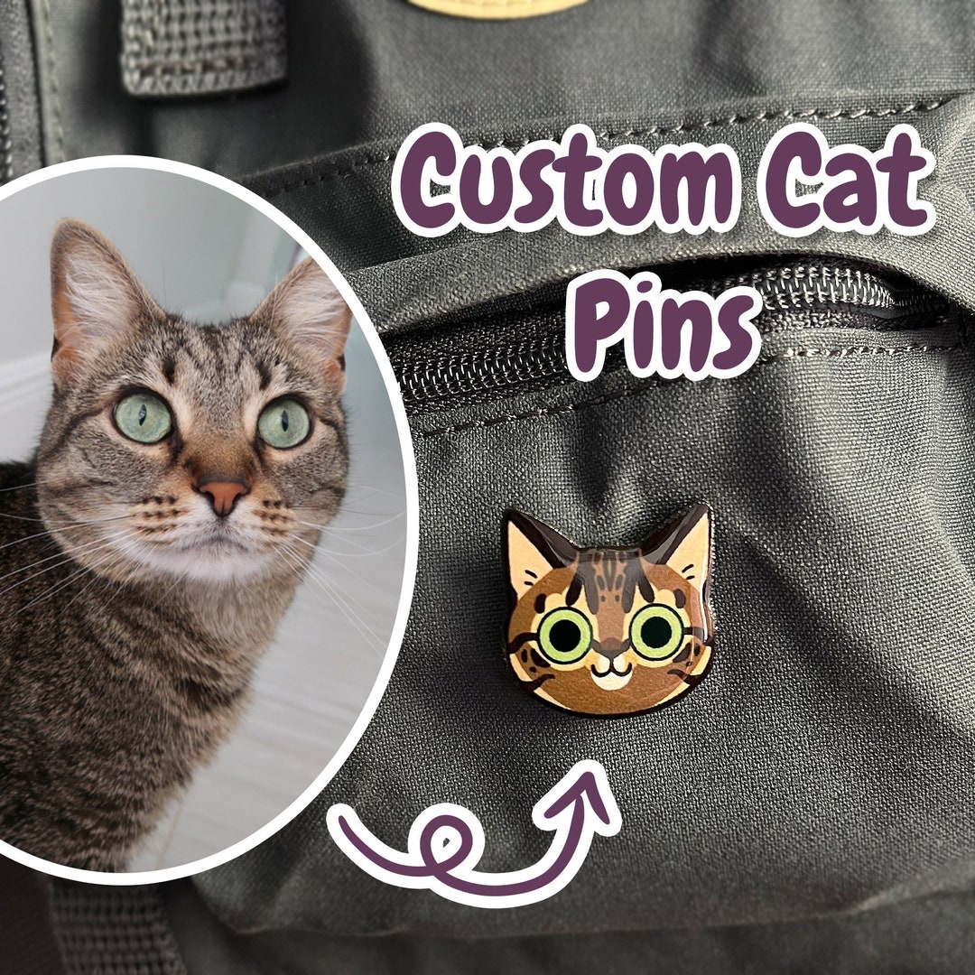 Custom Cat Pin, Cute Cat Head Pins, Personalized Cat Pins, Gifts for ...