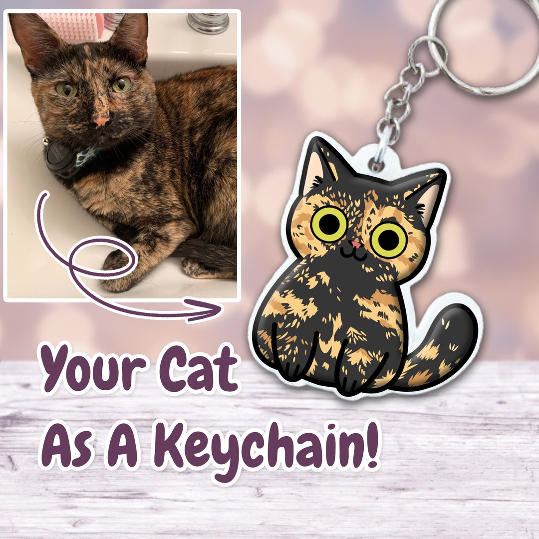 Custom Cat Keychains Cute Cat Keychain Calico Cat Keychain - Etsy