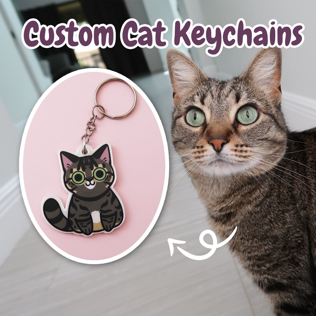 Personalized Cat Keychain for Cat Moms, Custom Cat Keychains, Custom ...