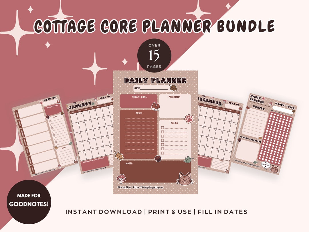 Cottage Core Digital Planner, Kawaii Undated Planner for Goodnotes ...