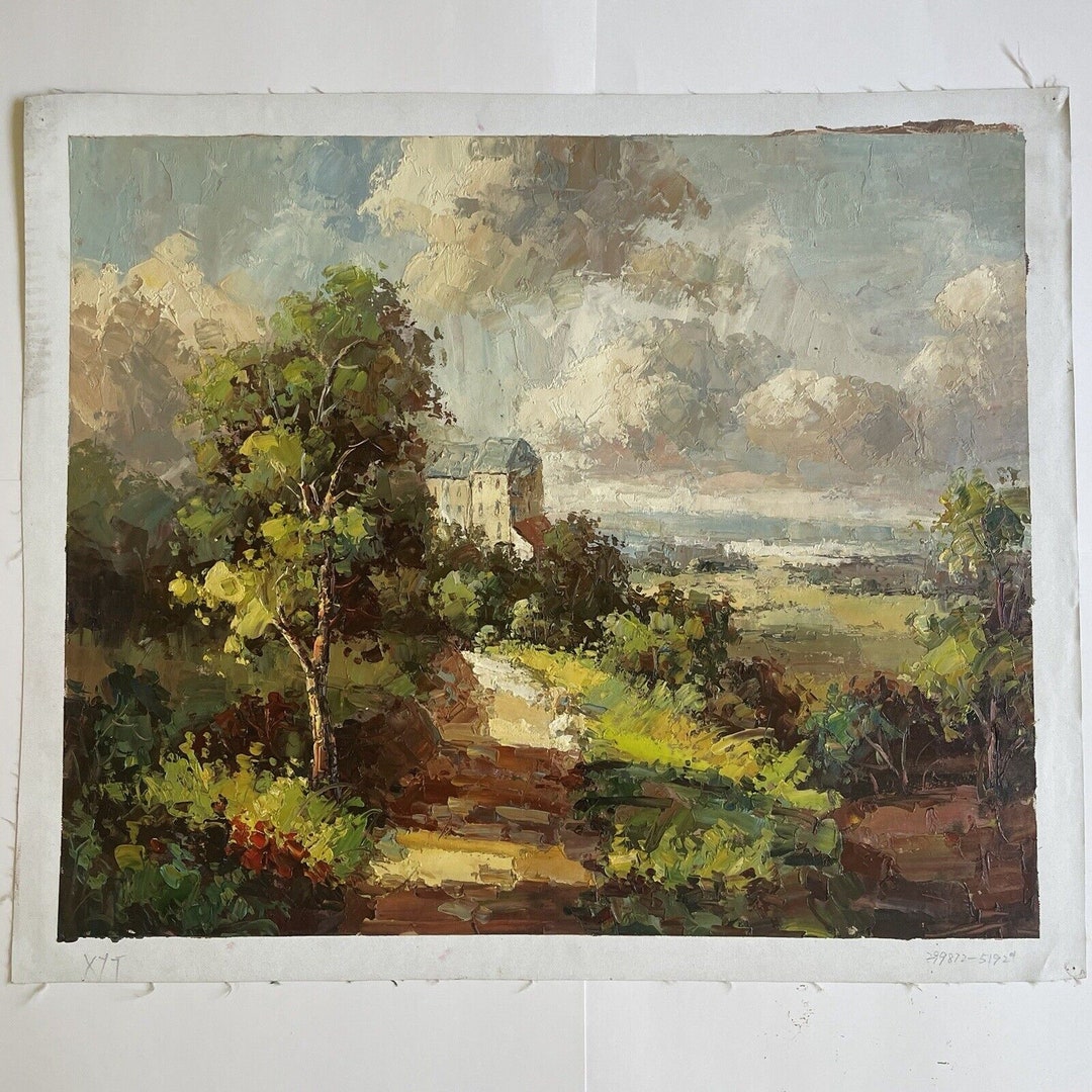 Landscape Countryside Path Painting Oil on Canvas Signed / Oil Painting ...