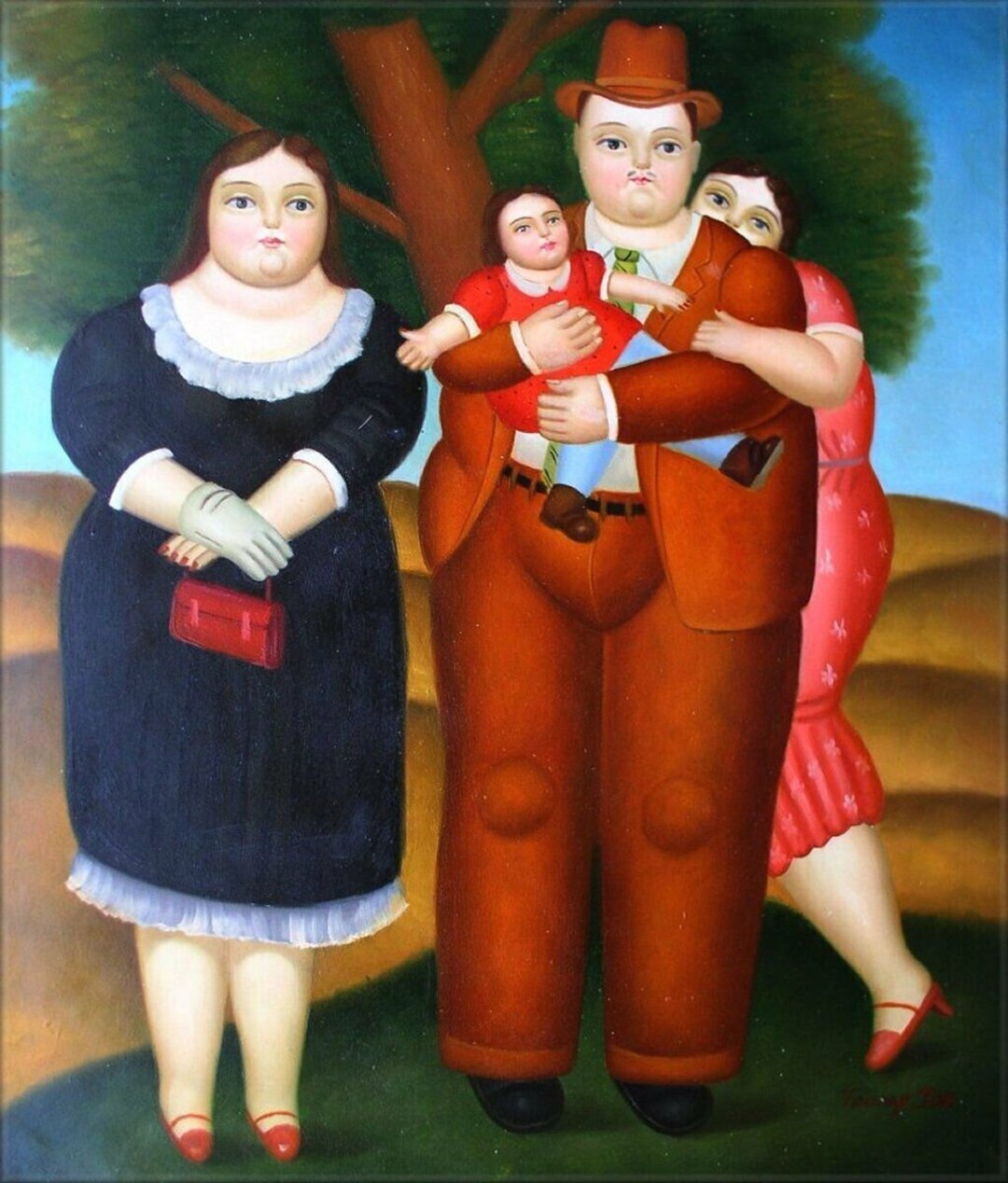 The Family After Botero Oil on Canvas - Quality Hand Painted Oil ...