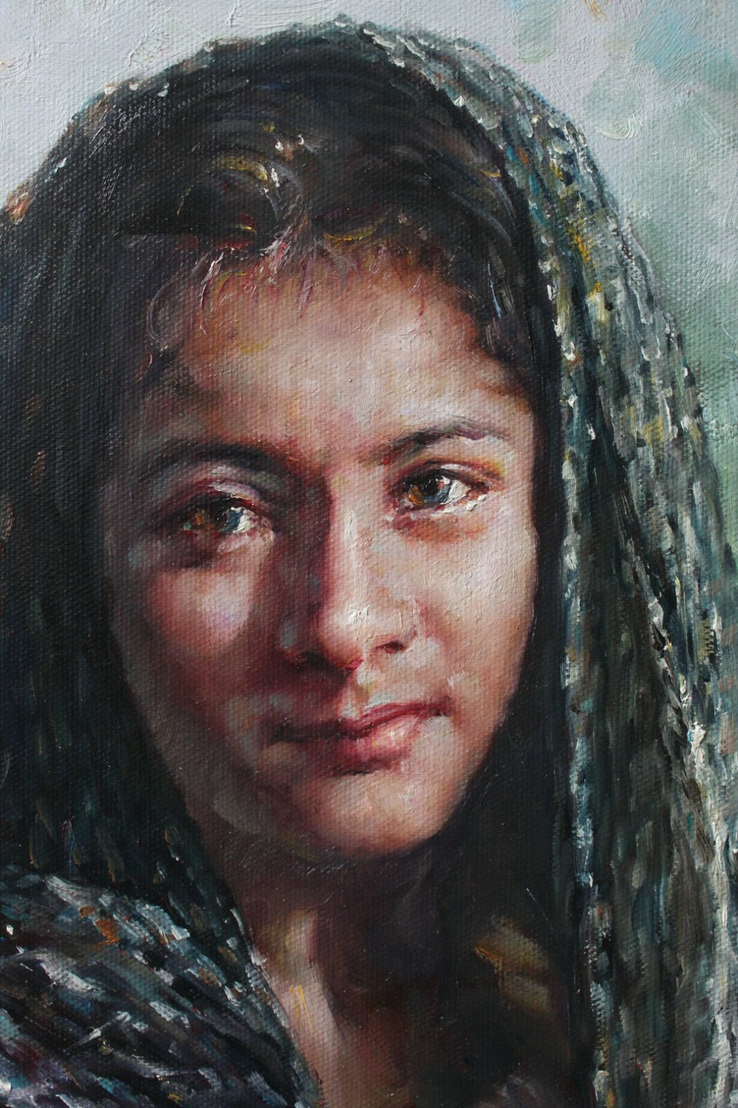 Fine Art Original Oil Painting on Canvas Portrait of Young Afghan Girl ...