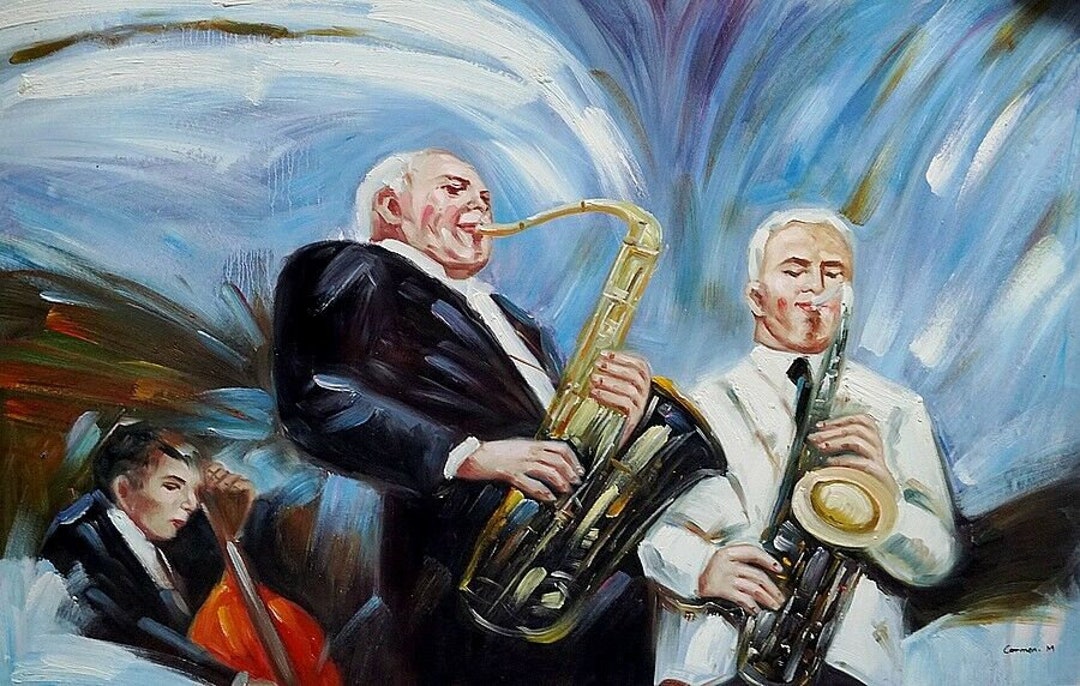 Jazz Orchestra Painting Oil Painting on Canvas Signed / Oil Painting on ...