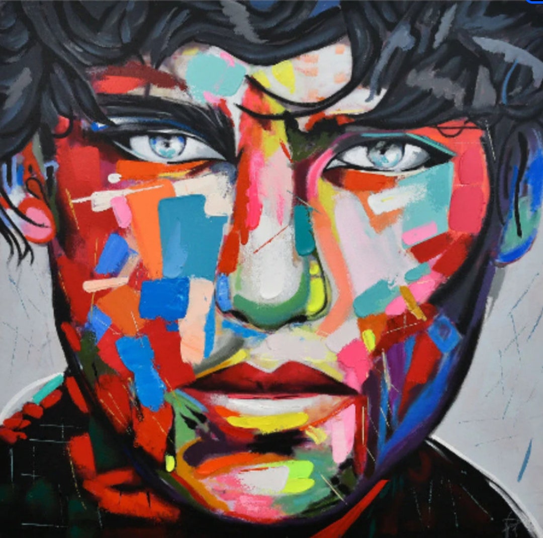 Modern Art Portrait Man Oil Painting on Canvas Signed / Oil Painting on ...