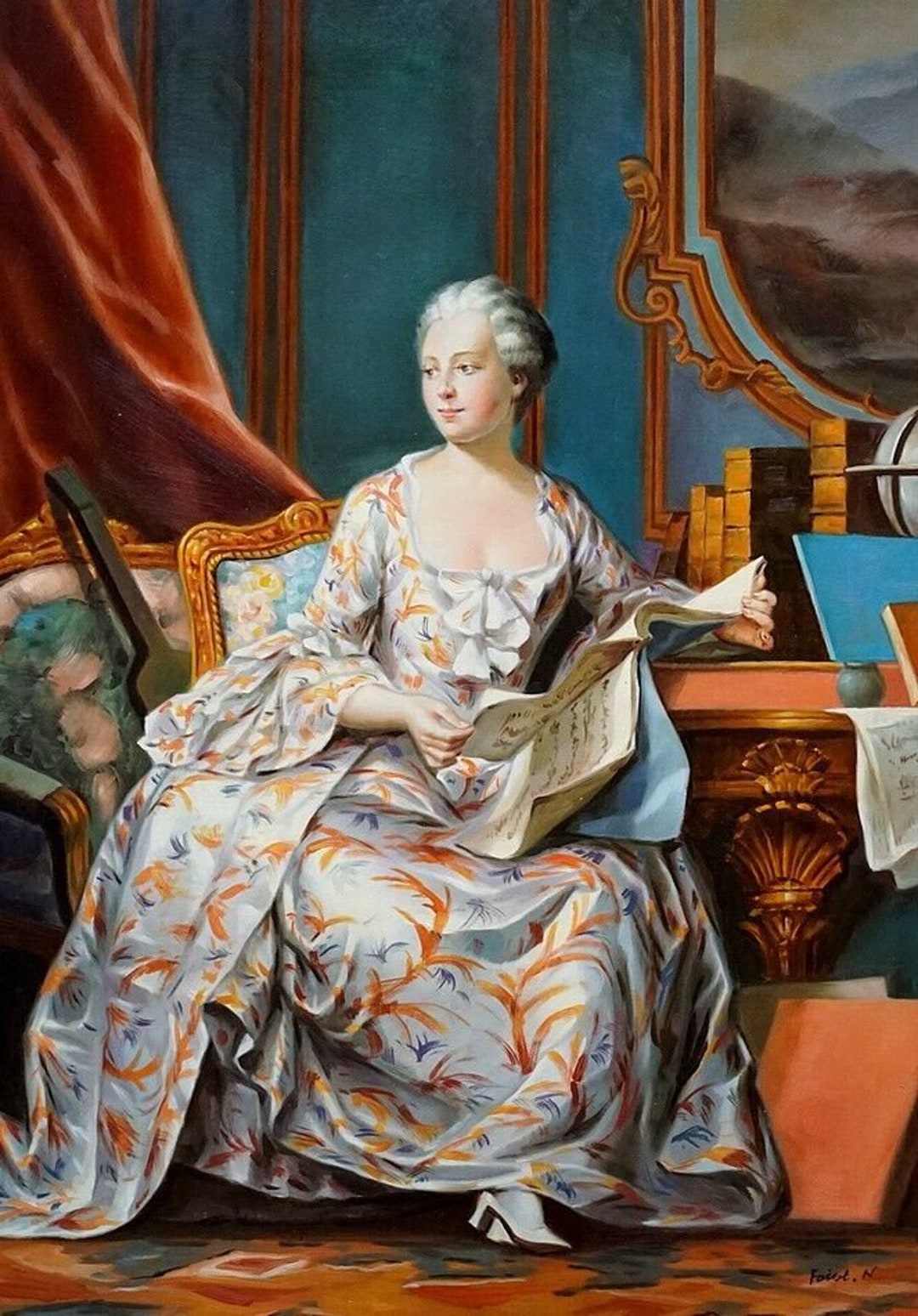 Portrait Madame De Pompadour Canvas Original Oil Painting on Canvas ...