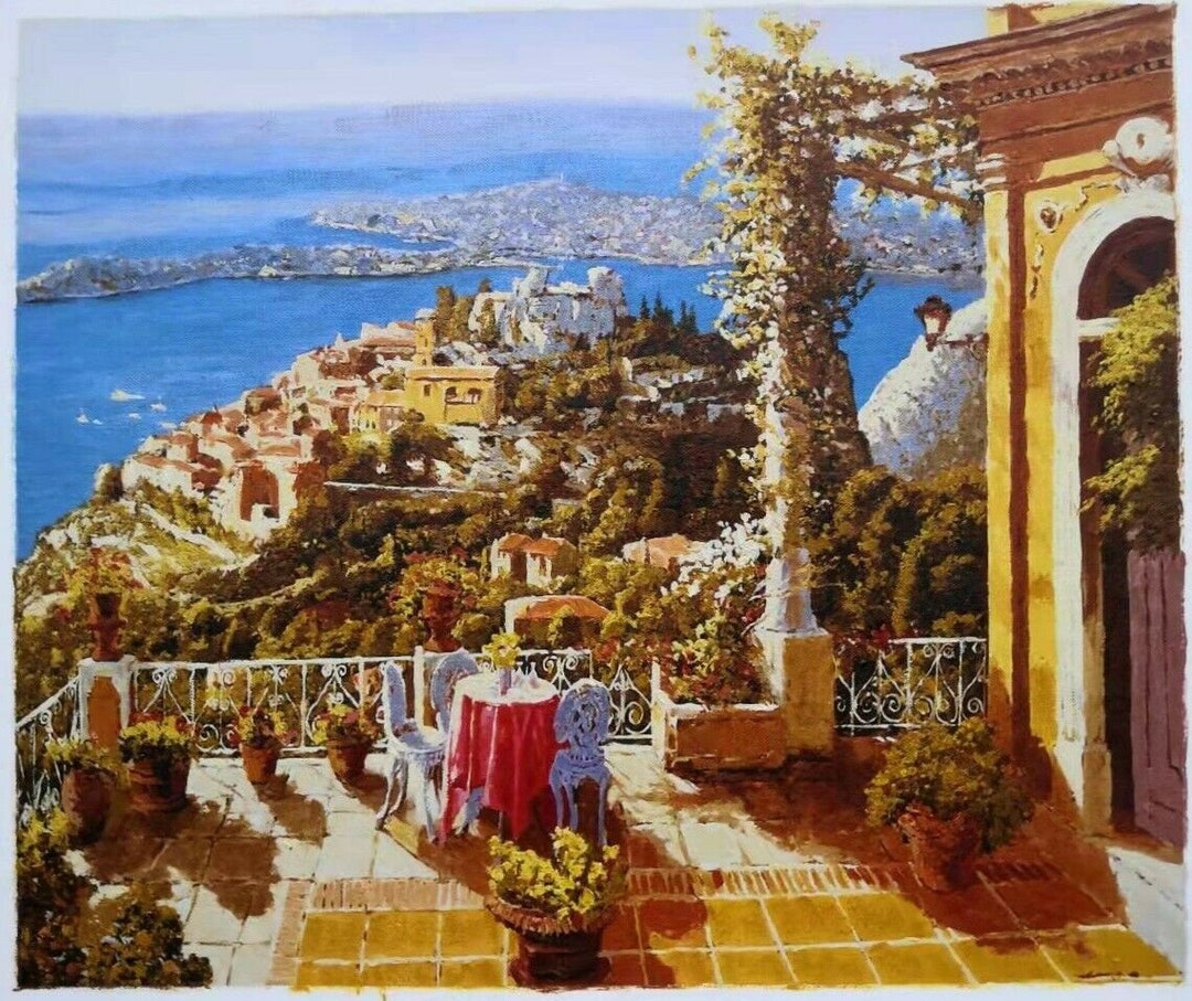 Landscape Eze Sea View Oil Painting on Canvas / Painting on Canvas ...