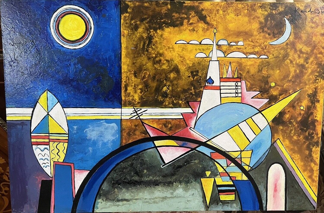 Abstract in the Manner of Kandinsky Painting Oil Painting on Canvas ...