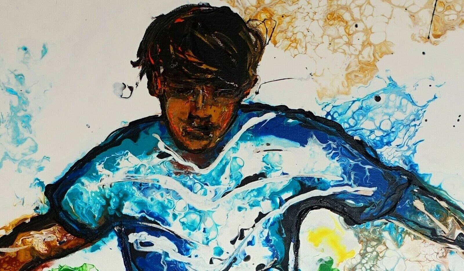 Portrait Player Footlball Painting Oil Painting on Canvas Signed ...