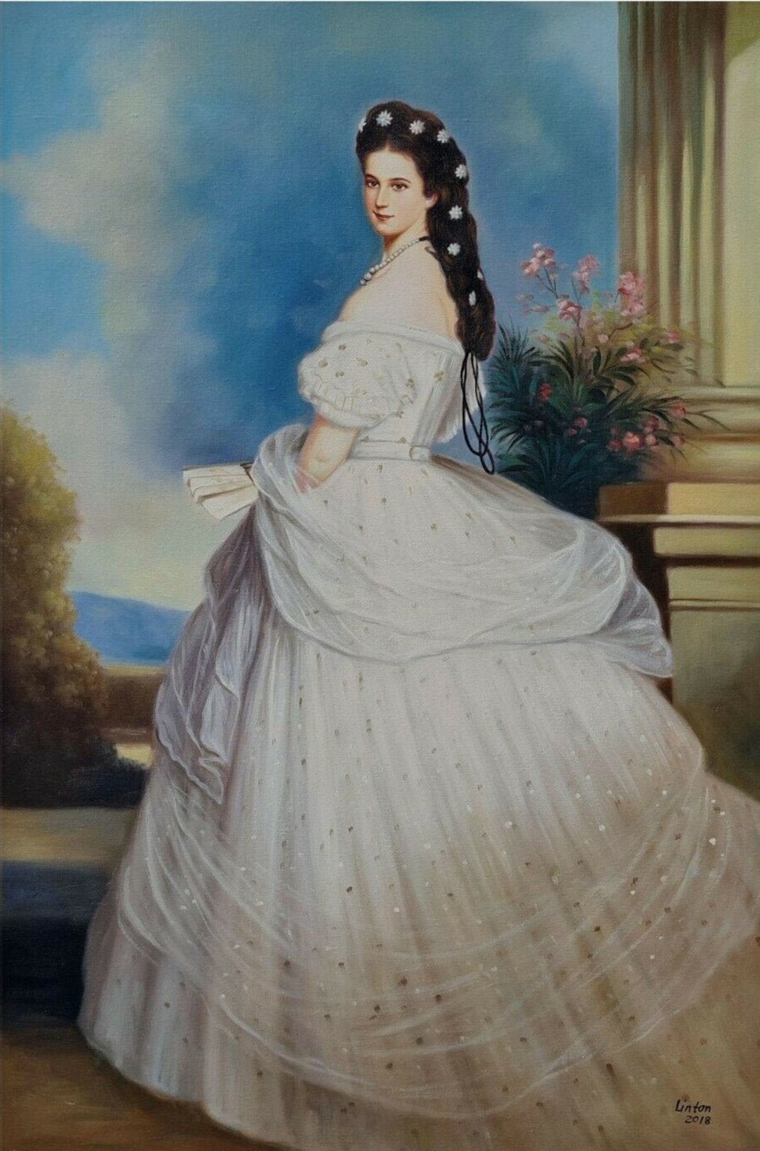 Portrait Empress Elisabeth of Austria Sissi Oil Painting on Canvas ...