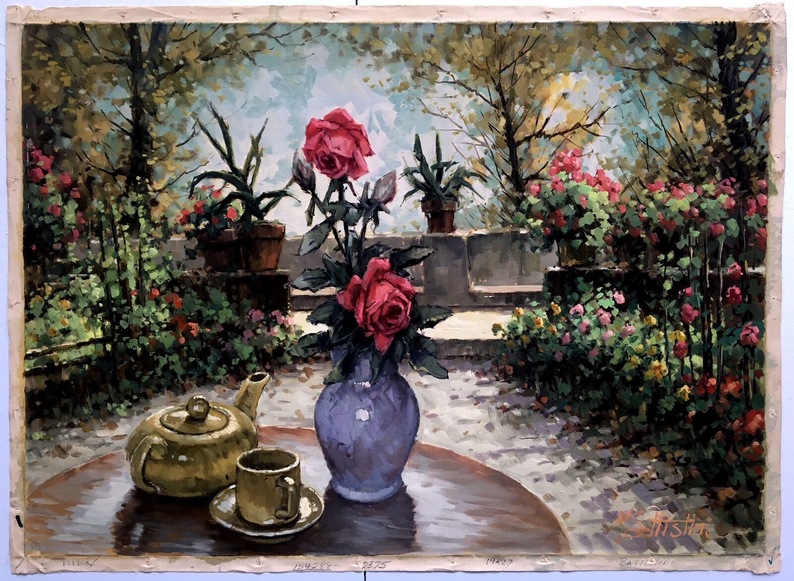 Giardino Fiorito (flowered Garden)" Oil on Canvas Artist: Mario ...