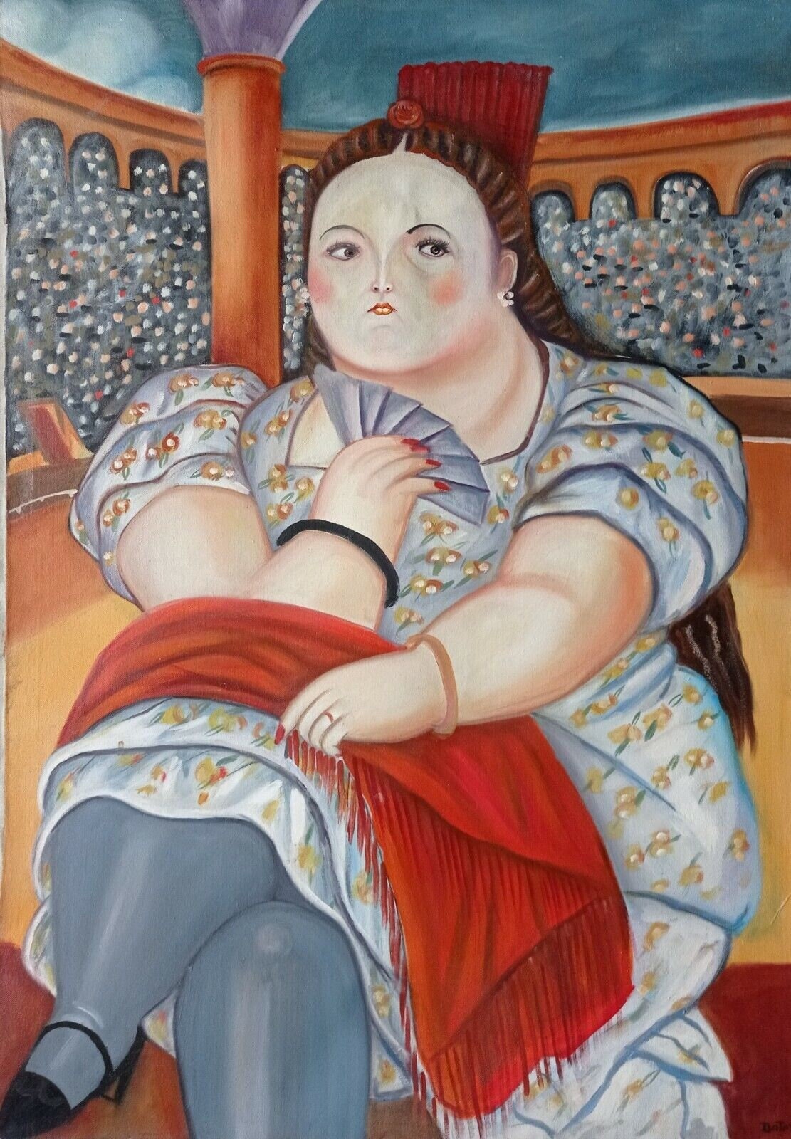 Reproduction After Botero Spanish Woman Oil on Canvas Botero replica 40 ...