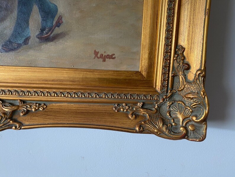 Large Oil Painting - Lady Resting by River Bank - Ornate Gold Frame - Etsy