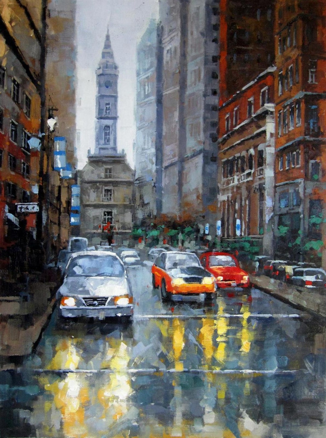 Cityscape Modern Art Oil Painting on Canvas Signed / Cityscape Modern ...