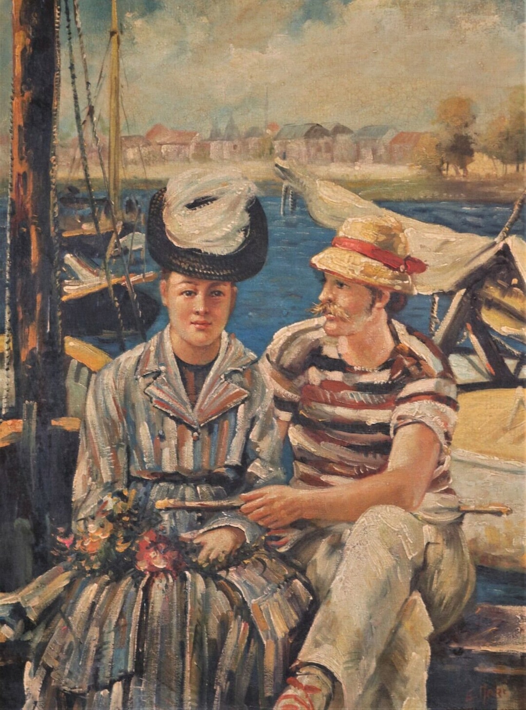 Scene of Life After Manet Painting Signed Oil on Canvas / Life Scene ...