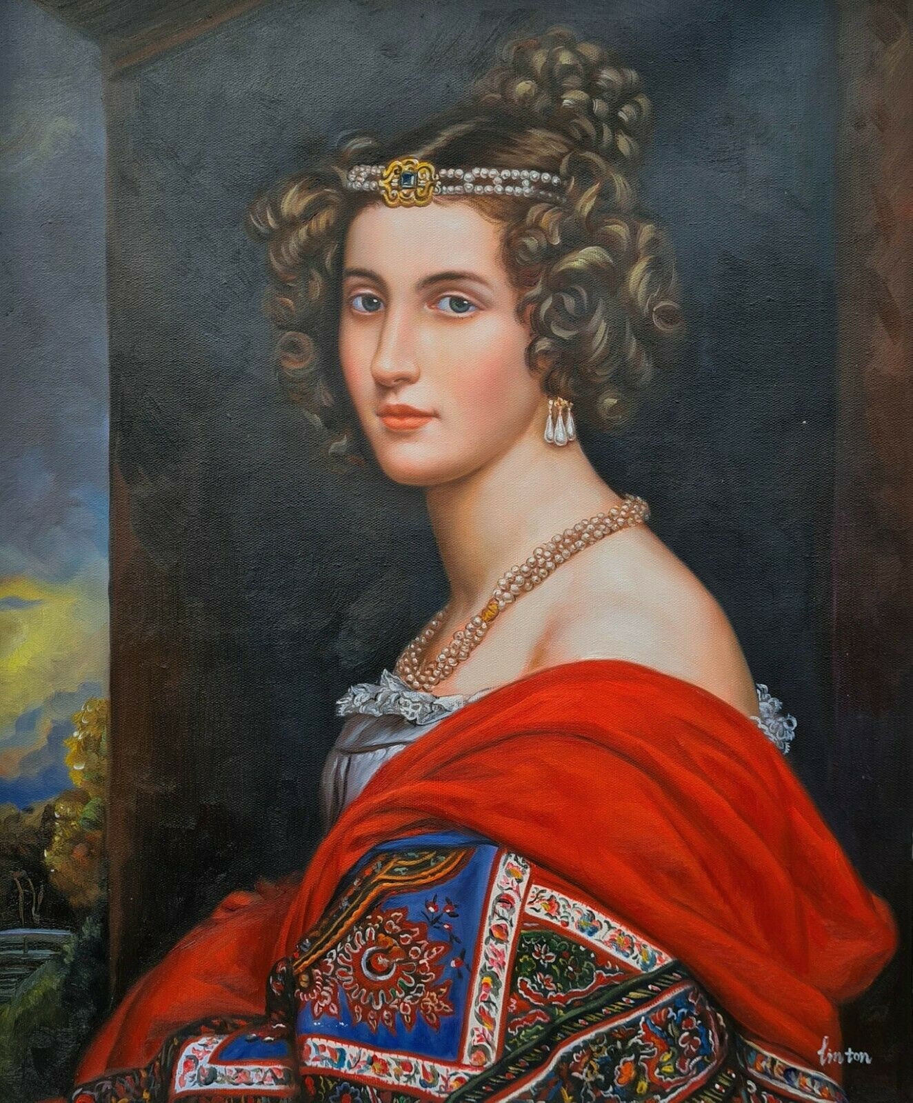 Portrait Amalia Di Schintling Ludwig I Oil Painting on Canvas / Woman ...