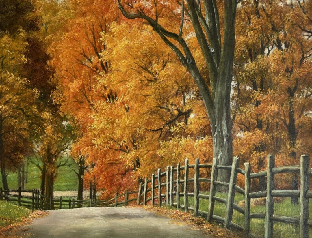 Hand Painted Oil Painting Original Art Landscape Trees on Canvas 20x26 ...