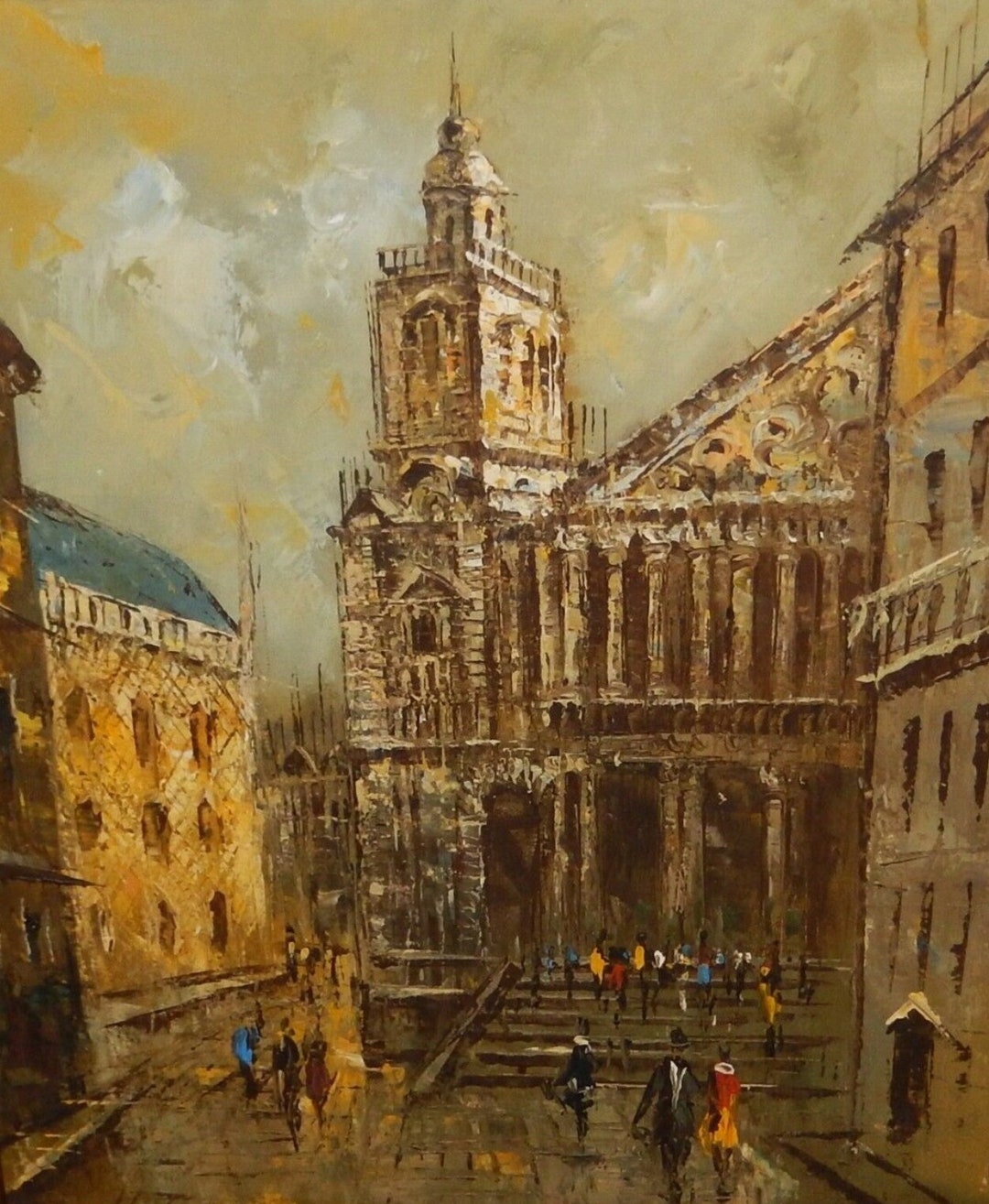 Original Market Scene Painting Oil Painting on Canvas / Market Scenery ...